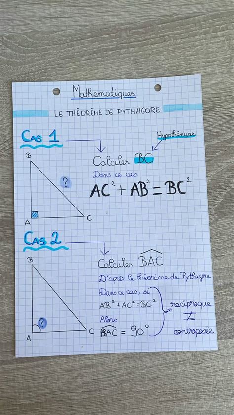 Fiche De Révision Mathématiques Le Théorème De Pythagore En 2025