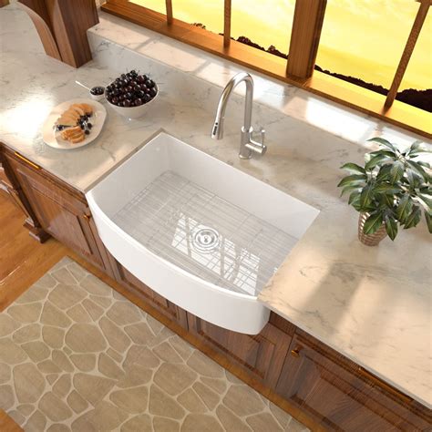 33 White Farmhouse Sink Curved Apron Sarlai 33 Inch Kitchen Sinks