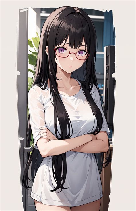 Rule 34 Ai Generated Black Hair Female Female Only Glasses Purple