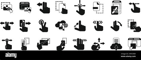 Drag Drop Icons Set Set Of Black And White Icons Representing Hand