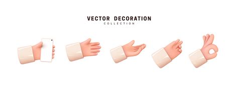 만화 스타일의 사실적인 3d 디자인의 손 세트 손은 다른 제스처 표지판을 보여줍니다 벡터 일러스트 레이 션 3차원 형태에 대한 스톡 벡터 아트 및 기타 이미지 Istock