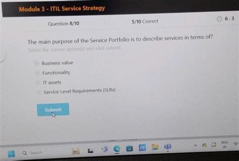 Module 3 ITIL Service Strategy Question 8 10 StudyX