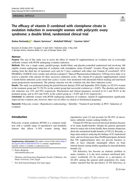 The Efficacy Of Vitamin D Combined With Clomiphene Citrate In Ovulation Induction In Overweight