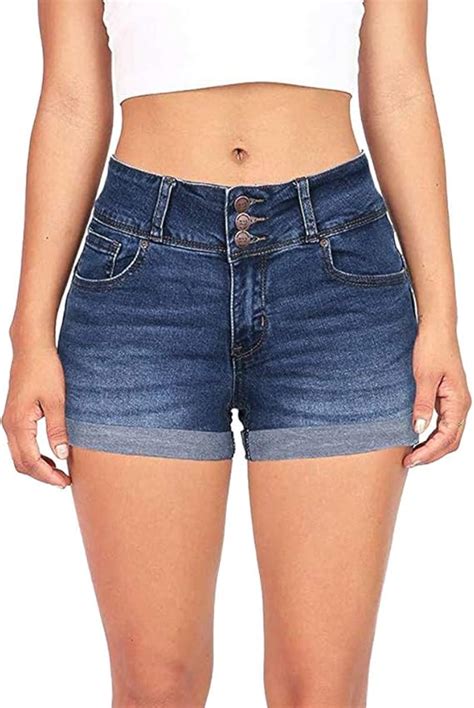 Geilisungren Kurze Jeans Damen Sommer Schwarz Damen Jeans High Waist Stretch Shorts Sexy