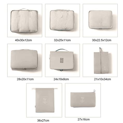 Комплект от 8 органайзера за пътуване найлон водоустойчив бежов Emag Bg