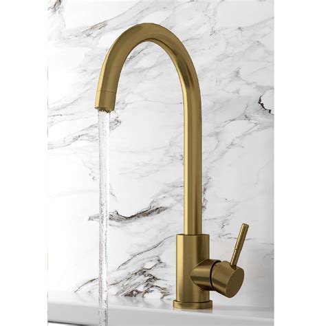 Manhattan Brushed Brass Kitchen Mixer Tap Scudo Bathrooms