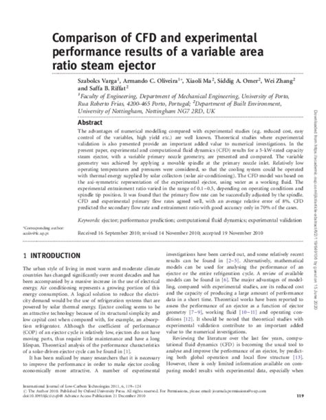 Pdf Comparison Of Cfd And Experimental Performance Results Of A