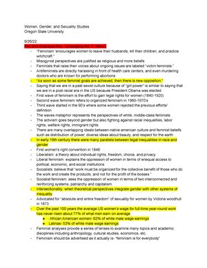 WGSS Textbook Notes Chapter 1 WGSS 280 Studocu