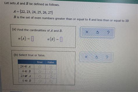 Solved Let Sets A And B Be Defined As Follows A 22 23 Chegg