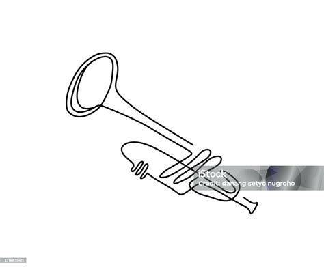 트럼펫 악기의 연속 한 줄 그리기 간단한 모노 라인 벡터 디자인 트럼펫에 대한 스톡 벡터 아트 및 기타 이미지 트럼펫 라인아트 악기 Istock