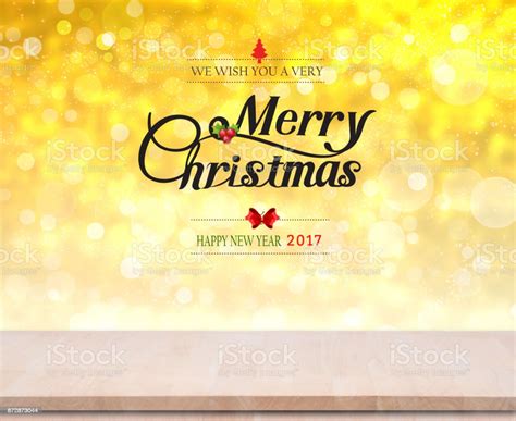 나무 테이블 배경에서 메리 크리스마스와 행복 한 새 해 2017 텍스트와 골드 Bokeh 빛에 가기 0명에 대한 스톡 사진 및 기타 이미지 Istock