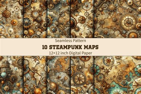 Steampunk Inspired Old Map Pattern Graphic By Mh Creation House