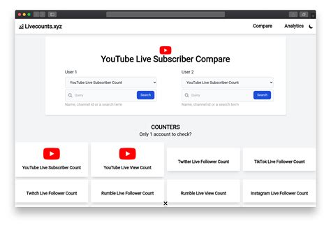 Livecountsxyz Youtube Live Subscriber Compare