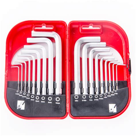 China Metric Imperial L Shaped Allen Hexagon Hex Key Wrench Set With Plastic Case Packing