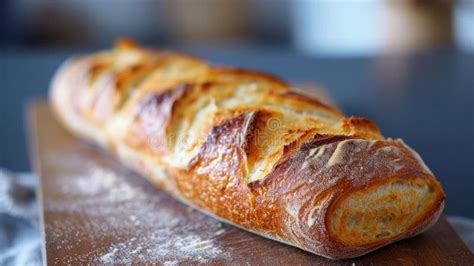 A Long Loaf Of Bread Sitting On A Wooden Cutting Board Ai Stock Image