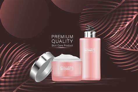 미용 제품 사용 준비가 된 광고 배경으로 분홍색 화장품 용기 고급 스킨 케어 광고 일러스트 벡터 개념에 대한 스톡 벡터 아트 및 기타 이미지 Istock