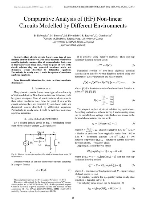 Pdf Comparative Analysis Of Hf Non Linear Circuits Modelled By