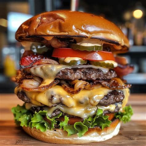 A Delicious And Gigantic Spring Burger Stock Illustration