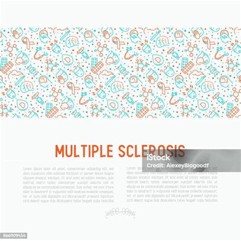 다 발성 경화 증 증상 및 치료의 얇은 선 아이콘 컨셉 혼란 유전 신경 Myelin 칼 집 배너 웹 페이지에 대 한 비타민 D