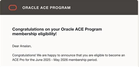 I Am Delighted To Announce The Renewal Of My Oracle Ace Pro Designation For Another Year