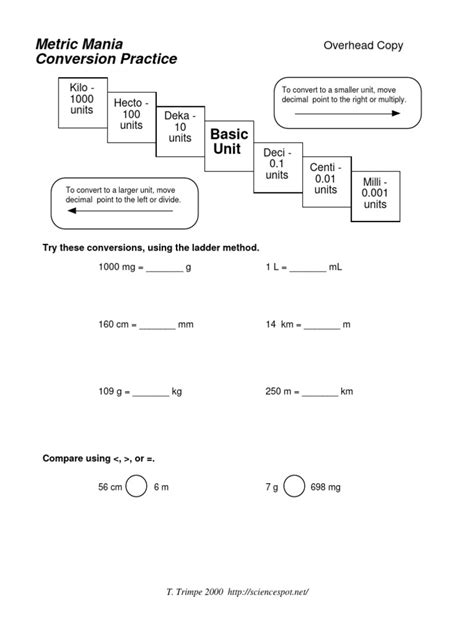 Metric Conversions Practice Problemspdf Name Metric Mania