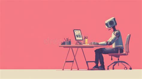 Collaboration Between A Human And Robot At A Desk Working On A Project In A Modern Workspace