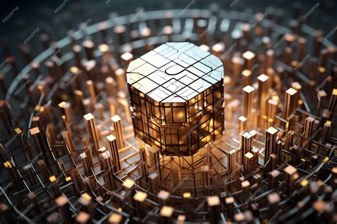 Premium Ai Image Data Storage Cube In The Center Of Electrical Pathways Quantum Computing
