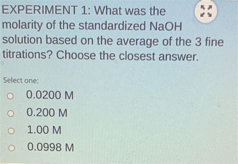 Solved EXPERIMENT What Was The Molarity Of The Chegg