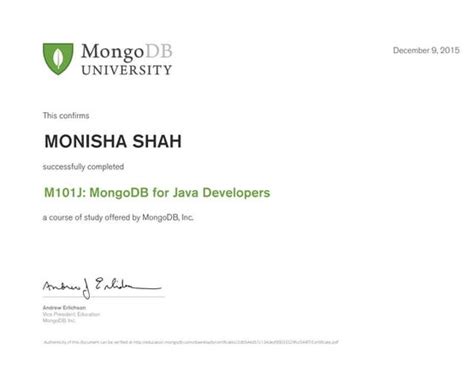 Mongodb University M101p Certificate Ppt