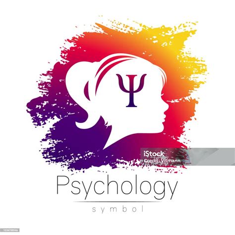 현대 로고 키드 걸 헤드와 편지 Psi 내부 심리학의 로고 타입 기호 프로필 인간 흰색에 고립 된 바이올렛 핑크 색상