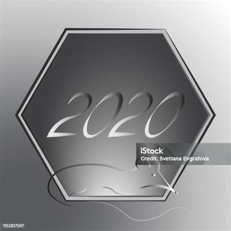 중국 동아시아 달력에 따른 점성술 조디악 기호 금속 쥐 새 해의 상징의 레이아웃 2020 2032 흑백 및 회색 색상의 프레임에서 색조 0명에 대한 스톡 벡터 아트 및 기타