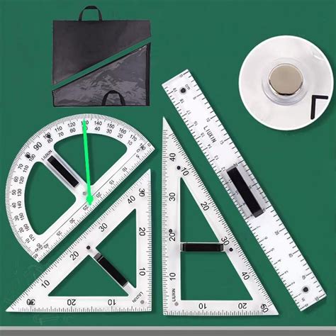 Magnetic Geometry Tool Set Clear Drafting Tools Mathematics Protractor Triangular Scale Ruler