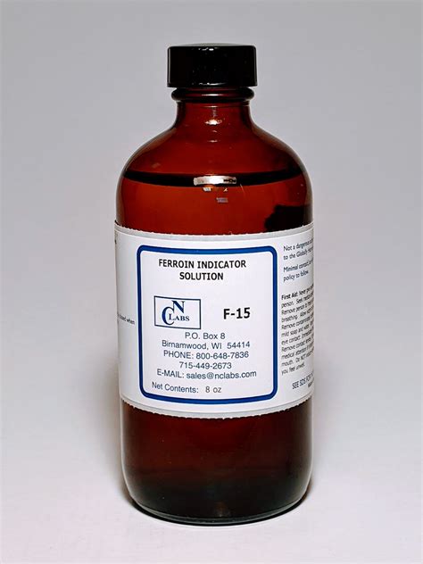 Ferroin Indicator Solution Apha For Cod F 15 Nc Labs Products