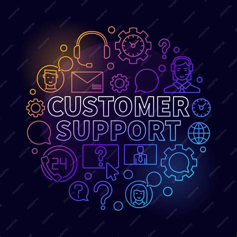 Premium Vector Customer Support Round Illustration Vector Customer Service Colored Line Banner