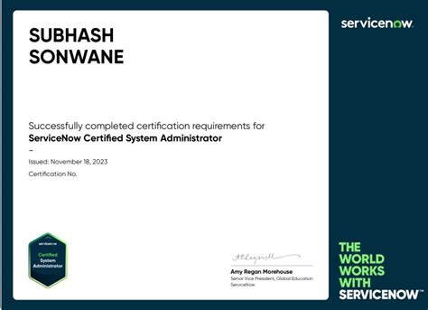 Subhash Sonwane On Linkedin Servicenow Journeystarted Completed Csa Servicenow Certified System…