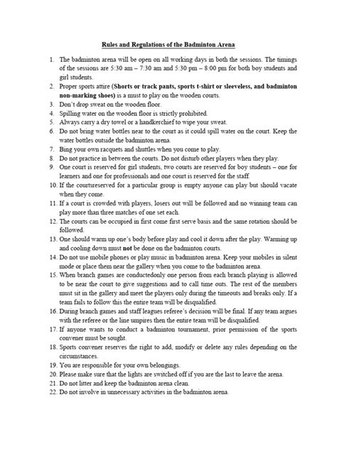 Badminton Rules Pdf Referee Sports