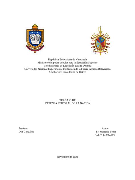 Trabajo De Defensa Integral De La Nacion Pdf Nación Estado Política