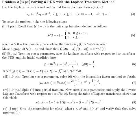 Solved Solving A Pde With The Laplace Transform Method Use