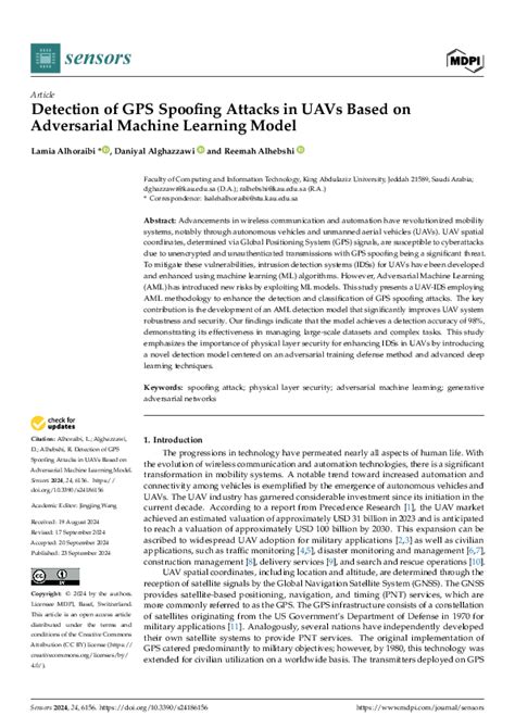 Pdf Detection Of Gps Spoofing Attacks In Uavs Based On Adversarial Machine Learning Model