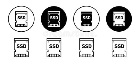 Ssd Vector Icon Set Collection Ssd Outline Flat Icon Stock Vector Illustration Of Black Disc