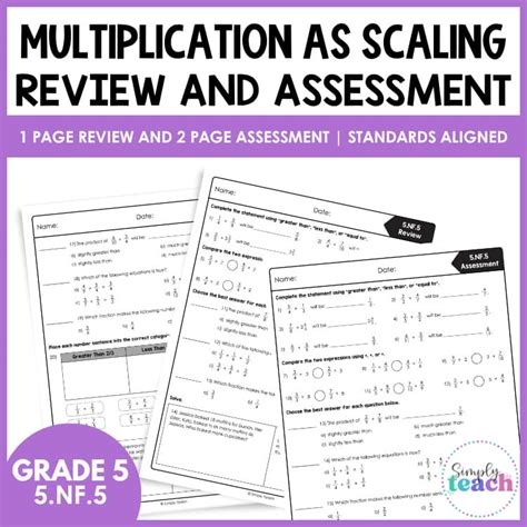Multiplication As Scaling Review And Assessment 5th Grade Fractions