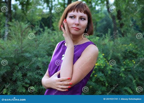 Redhead Model In Stockings And Violet Dress Stock Image Image Of Girl Pantyhose
