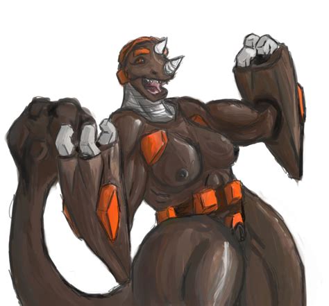 Rule 34 Anthro Breasts Color Female Female Only Horn Lesserred Nipples Nude Pokemon Rhyperior