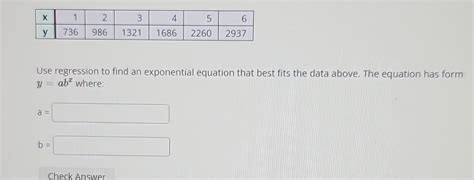 Solved Use Regression To Find An Exponential Equation That Chegg Com