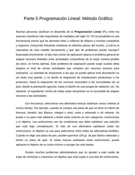 Pdf Programación Lineal Método Gráfico Dokumen Tips
