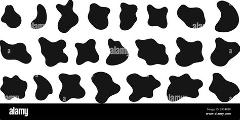 Set Of Irregular Shapes Organic Blobs Liquid Ink Spots Distorted Bubbles Textures Isolated On