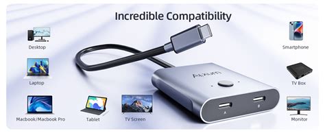 Alxum Usb C Switch Bi Directional Video Kvm Switcher Selector 2 In 1 Out 1 In 2