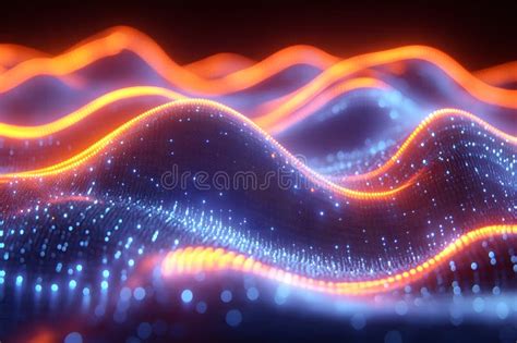 Futuristic Digital Waveforms Background For Tech And Design Projects Generative Ai Stock