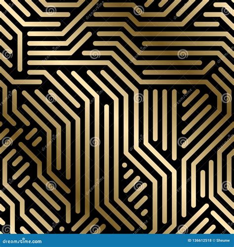 Vector Seamless Geometric Luxury Pattern Techno Style Creative Digital Background Stock