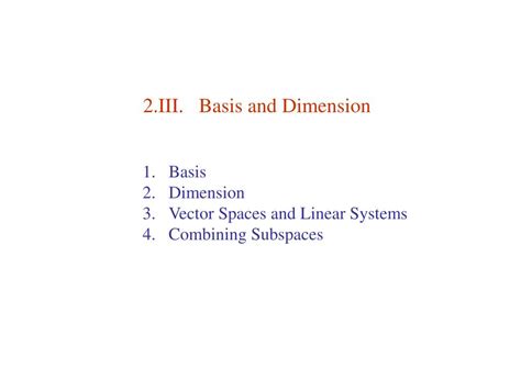 Ppt 2 Iii Basis And Dimension Powerpoint Presentation Free Download Id 621431